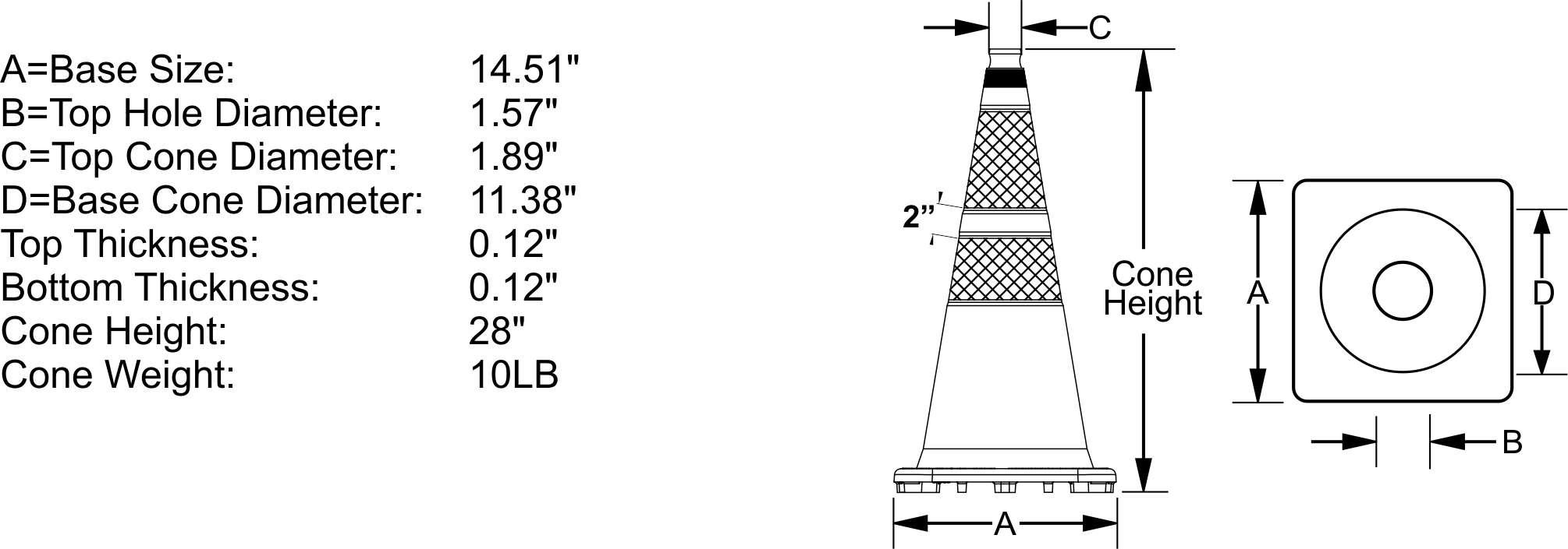 28" 10lb Work Area Traffic Cones Black Base - Work Area Safety