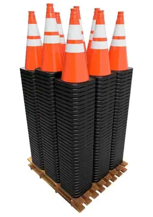 work area traffic cones Pallet of Qty 300 - 28" 7LB Black Base - Work ...